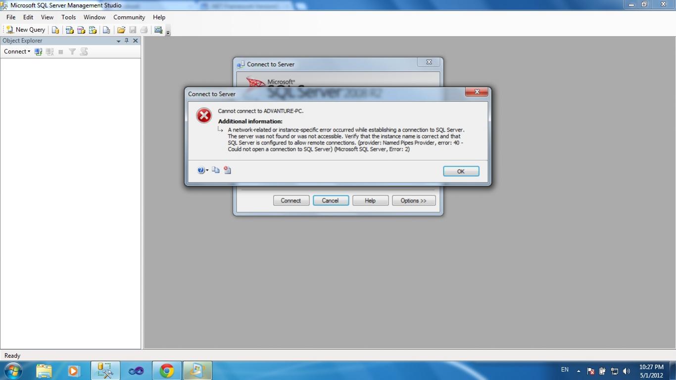 รบกวนผู้รู้หน่อยครับ ผม login เข้า sql server ไม่ได้ ขึ้น messagebox ...
