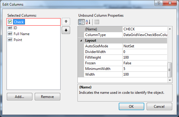Datagridview Checkbox Datagridviewcheckboxcolumn สร้าง Datasource 7324