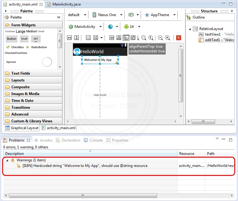 Hardcoded String Xxx Should Use String Resource Android Eclipse 2097