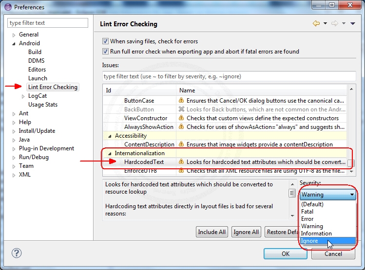 Hardcoded String Xxx Should Use String Resource Android Eclipse 2442