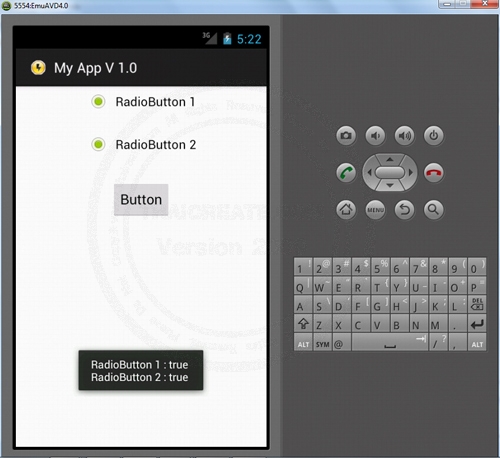Radiobutton Android Widgets Example