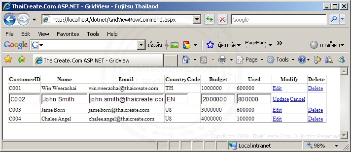 C Aspnet Gridview Control Rowcommand 3222