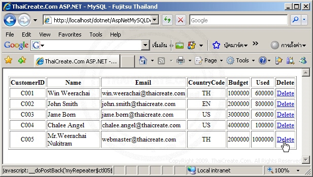 Aspnet Mysql Delete Record 8837