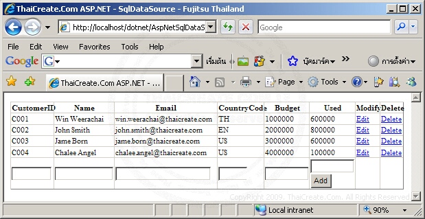 C Aspnet Sqldatasource And Gridview
