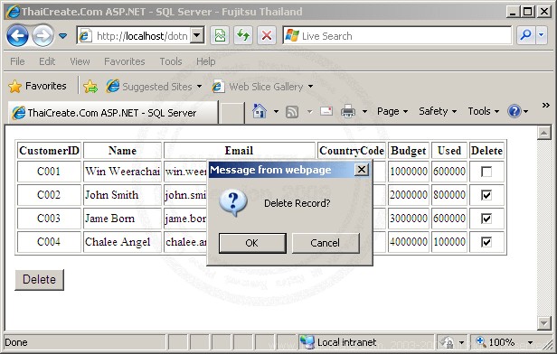 Aspnet Sql Server Multiple Checkbox Delete Record