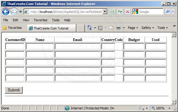 C Aspnet Sql Server Add Insert Multiple Record