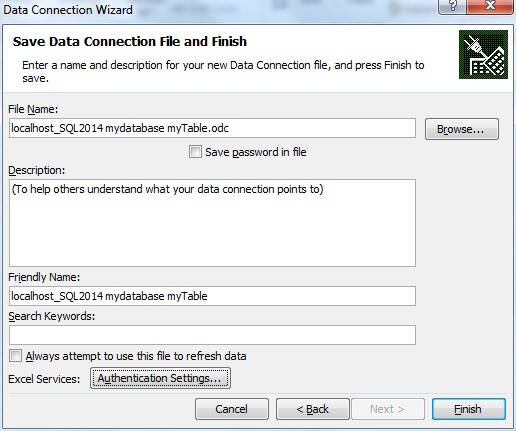 เชื่อมต่อ Excel กับ Sql Server Database ใช้สำหรับดึงข้อมูลแบบ Refresh แล้วแสดงผลบน Excel
