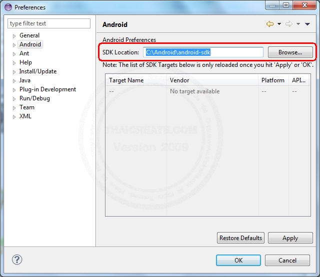 ตอนที่ 4 Install ติดตั้ง Android Sdk และการปรับแต่ง Eclipse สำหรับการเขียนโปรแกรมด้วย Android