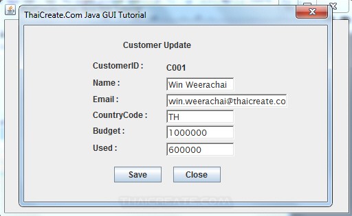 Java Gui Edit Update To Database