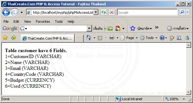 Php Microsoft Access List Table Properties Php Odbc 8016