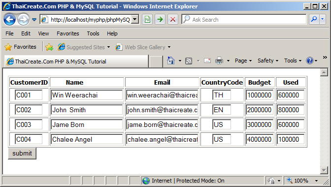 Php Mysql Multiple Rows Editupdate Record