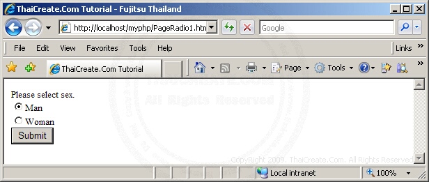PHP Radio Button PHP Radio Button