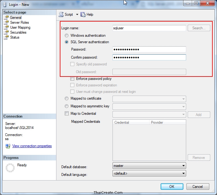 การสร้าง User บน Sql Server Database และการ Grant กำหนดสิทธิ์ เช่น การ Select ได้อย่างเดียว