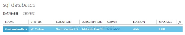 ตอนที่ 2 การสร้าง Sql Azure และการใช้งาน Sql Database บน Windows Azure