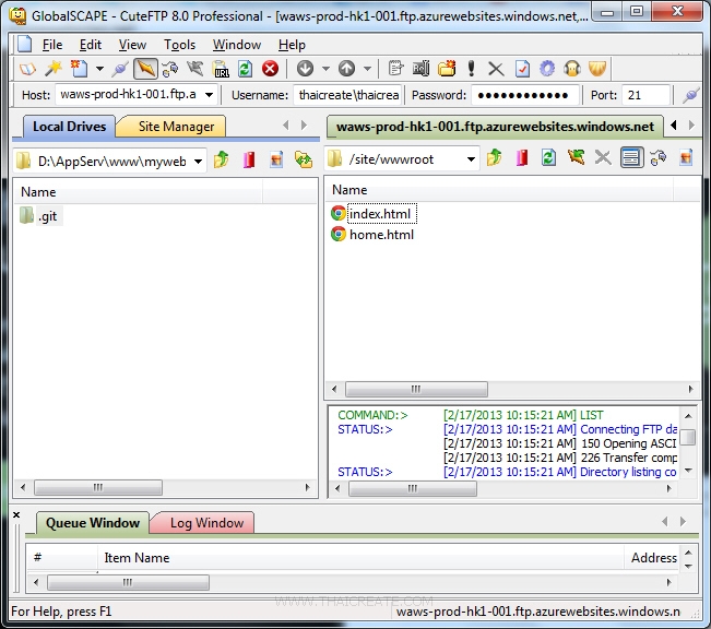 ตอนที่ 3 Windows Azure Deploy Application ขึ้นบน Web Site ด้วย Git