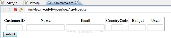 ตอนที่ 8 How To Use Java Jsp Add Entity To A Table Storage บันทึก