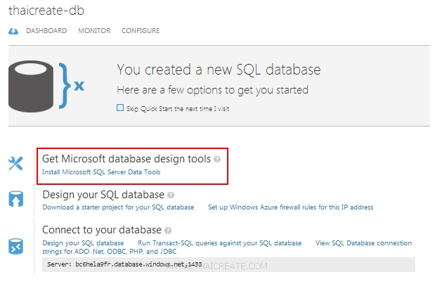 ตอนที่ 4 เชื่อมต่อ Sql Azure ผ่าน Microsoft Sql Server Data Tools Ssdt