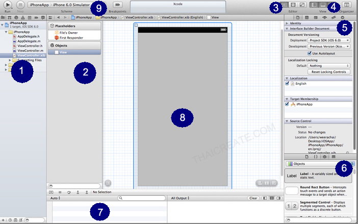 โครงสร้างของ Xcode Ide และ ไฟล์ที่ได้จากการ Create Project บน Xcode